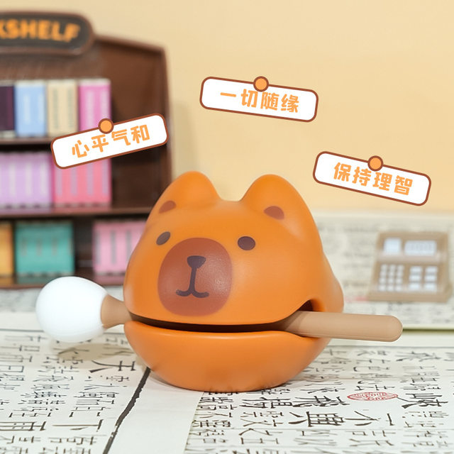 Panda decompression pendant, small wooden fish ornament, fortune teller ...