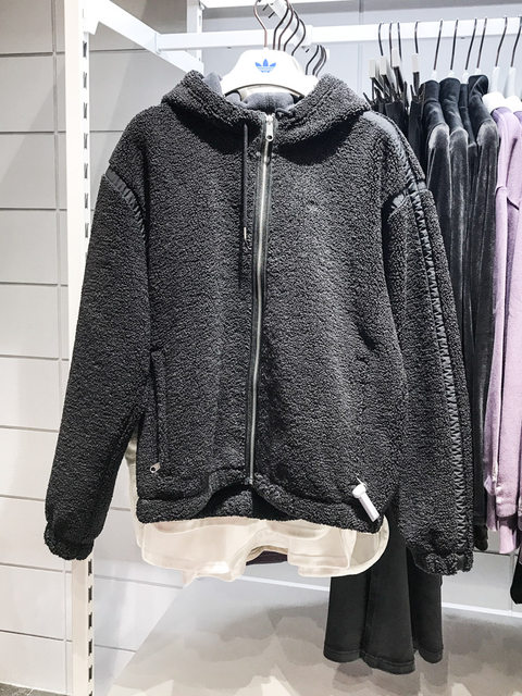 Adidas Clover Men's 2024 Spring New Lamb Velvet Hooded Warm Jacket ...