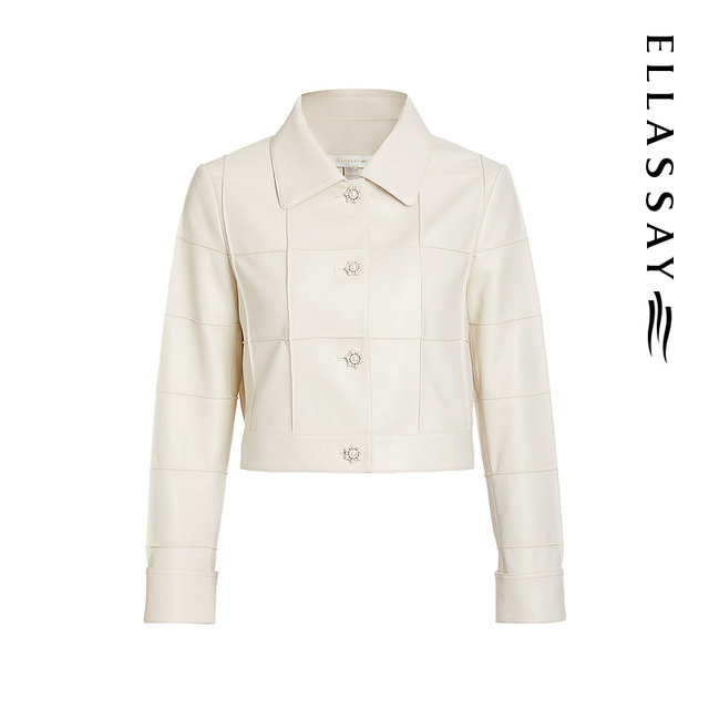 ELLASSAY 24 spring and summer new style sheepskin plaid pleated white ...
