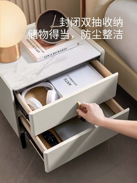 Chivas slate cream style bedside table light luxury modern minimalist ...