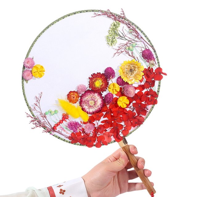 Mid-Autumn Festival immortal flower dried flower group fan handmade diy ...