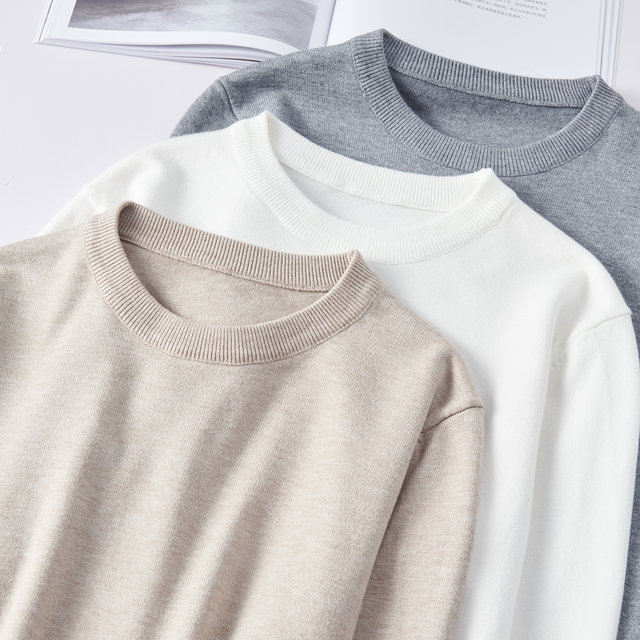 Round neck sweater for men in autumn and winter plus velvet thickened ...