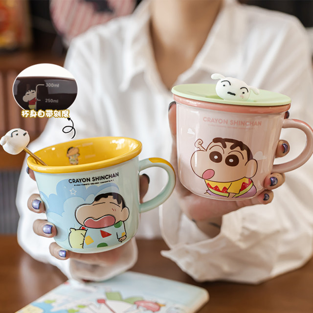 Crayon Shin-chan mug children's home ceramic milk scale cup female cute ...