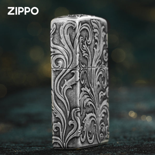 Coal lighter Zippo genuine windproof windproof ancient silver etching ...
