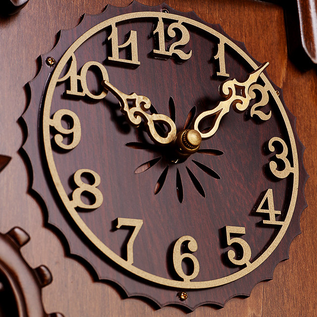 Hanshi Creative Solid Wood Cuckoo Wall Clock Light Controlled Time ...