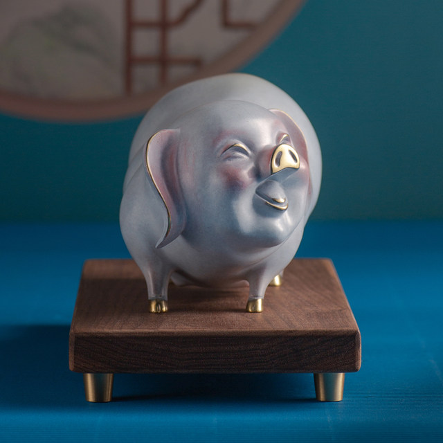 Copper Qiankun Cute Zodiac Pig Switching Copper Crafts Living Room Porch Office Decoration High ...