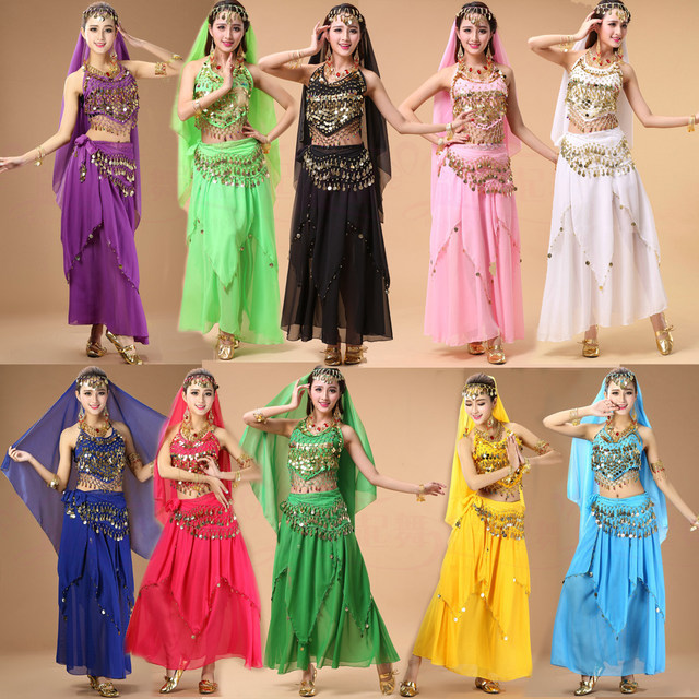 White belly dance performance costumes for women, black Indian dance ...