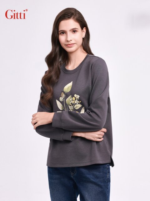 Gitti/Gitti Autumn Flower Printing Circle Sweatshirt Female Model Monal Large -size knitted top ...
