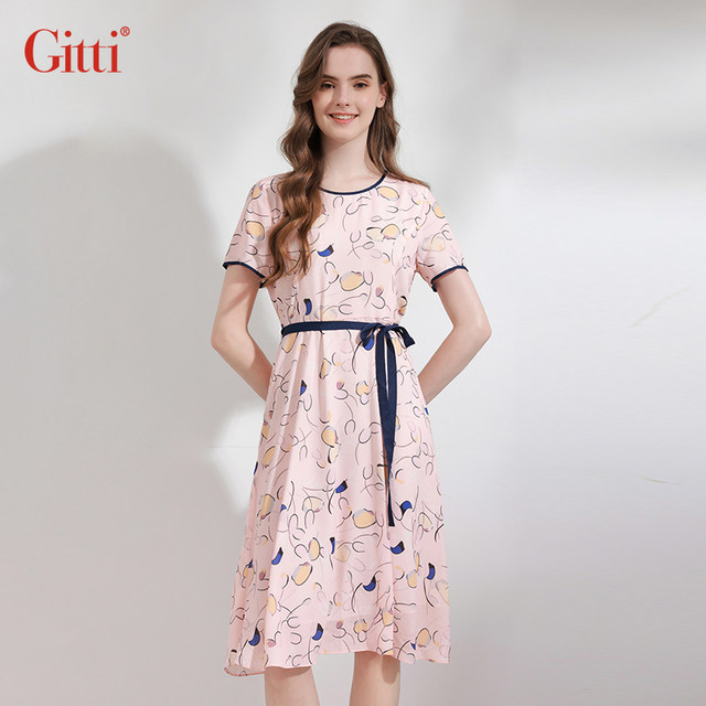 Gitti/Gitti Summer Summer Small Fresh Printing Waist Limad Bargad Dress ...