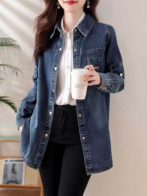 High-end denim shirt jacket 2025 Spring and Autumn New Hot Lady's ...