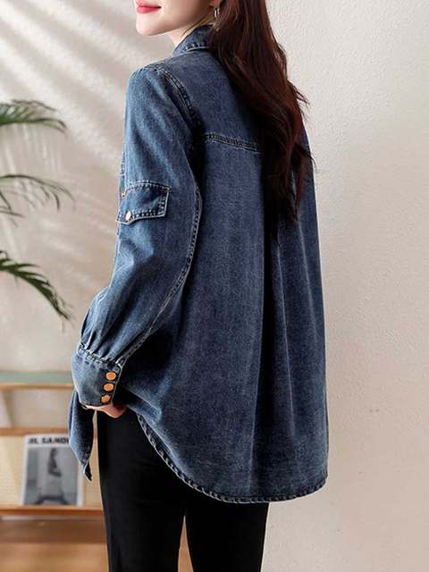 High-end denim shirt jacket 2025 Spring and Autumn New Hot Lady's ...