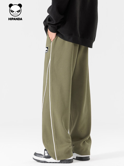 Hipanda, good panda American striped weight wide -leg pants 2025 spring ...