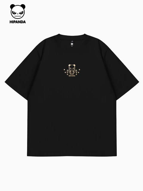 Hipanda Hello Panda men's trendy brand design anti-fouling hot stamping T-shirt 2024 summer new ...