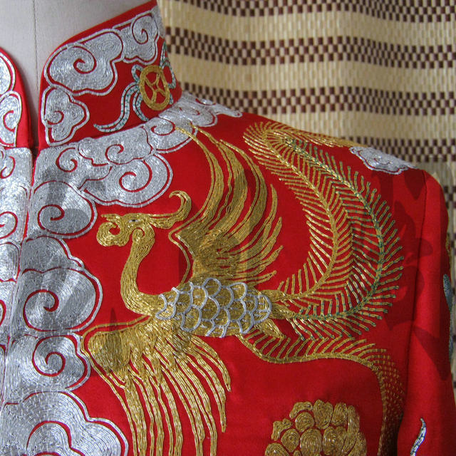 Chinese style wedding dress dragon and phoenix gown bride wedding skirt ...