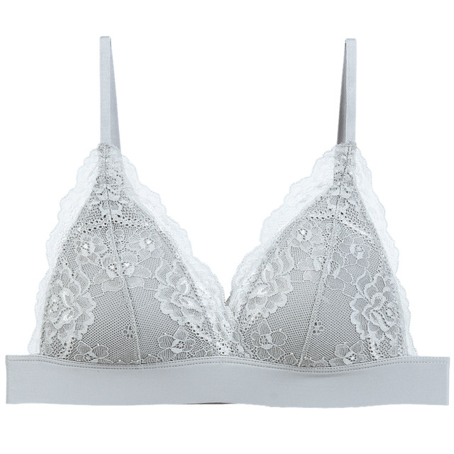 French lace-triangular cup no-wire underwear for girls, thin, big ...