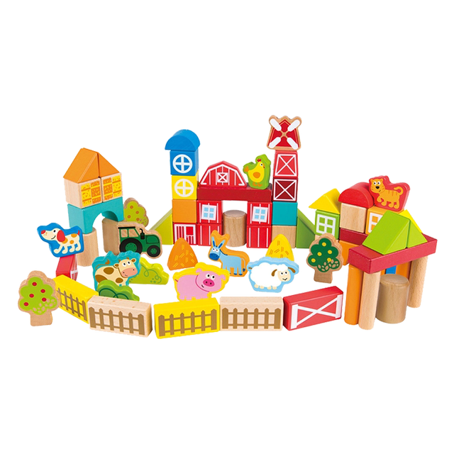 hape wooden building blocks 1-6 years old boys and girls educational ...