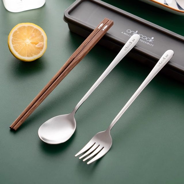 onlyCook304 stainless steel chopstick spoon set, wooden chopsticks ...