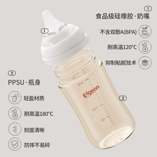 Pigeon pigeon milk bottle baby wide diameter ppsu milk bottle 160/240ML newborn anti-flatulence ...