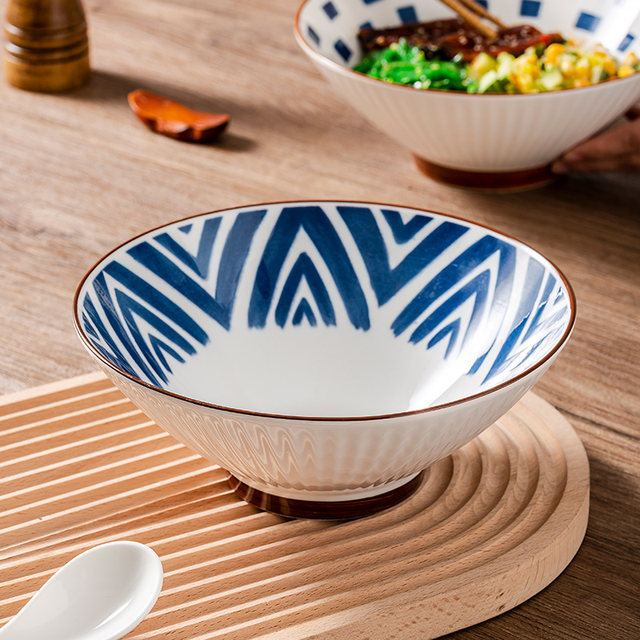 Bamboo and woody ceramic noodle bowl soup bowl tableware underglaze ...