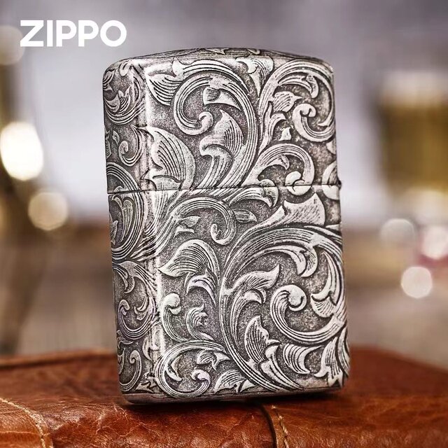 Zippo lighter genuine original ancient silver armor five-sided classic ...