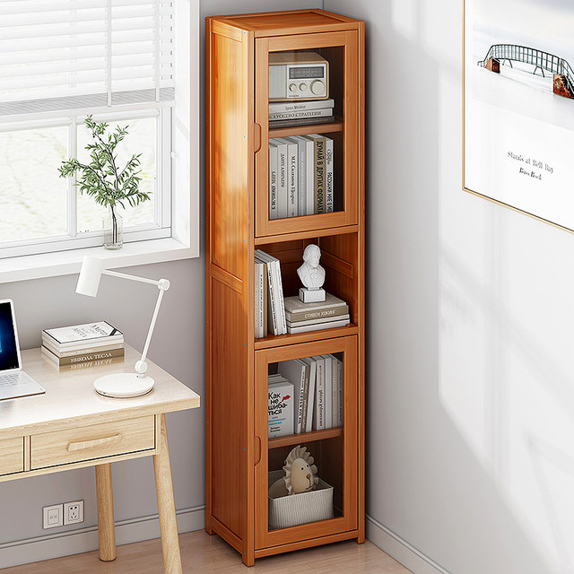 Bookshelf floor-to-ceiling storage narrow slit small bookcase bedroom ...