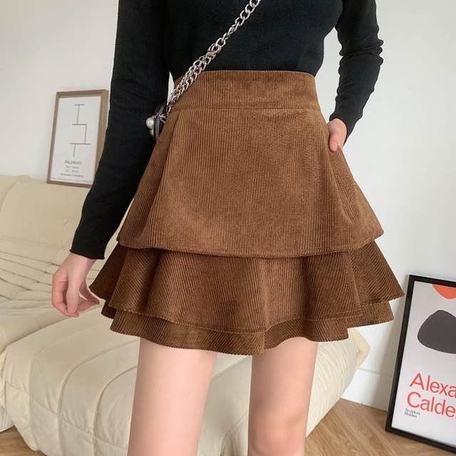 Ultra -high waist pleated skirt, female spring and autumn ruffled, A -shaped skirt, large size ...