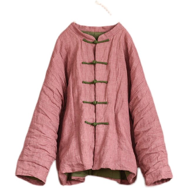 Winter homemade yarn-dyed striped linen Chinese-style plate-button ...