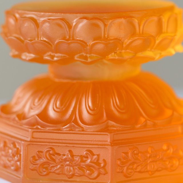 Real glass plus height, round glass lotus base decoration, home display ...