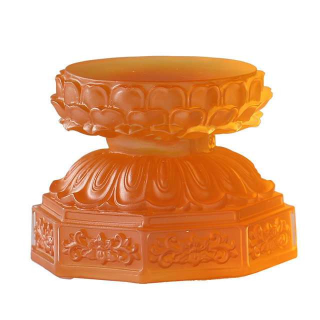 Real glass plus height, round glass lotus base decoration, home display ...