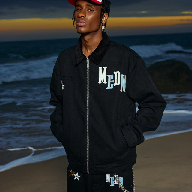 MEDM trendy brand patchwork leather Detroit work jacket men's spring ...