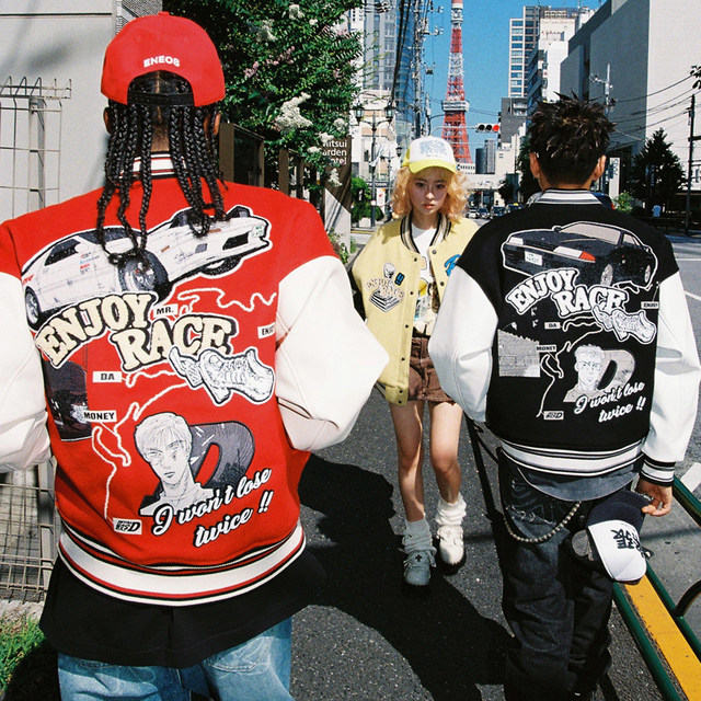 MEDMX initial D joint baseball uniform men's spring and autumn spliced ...