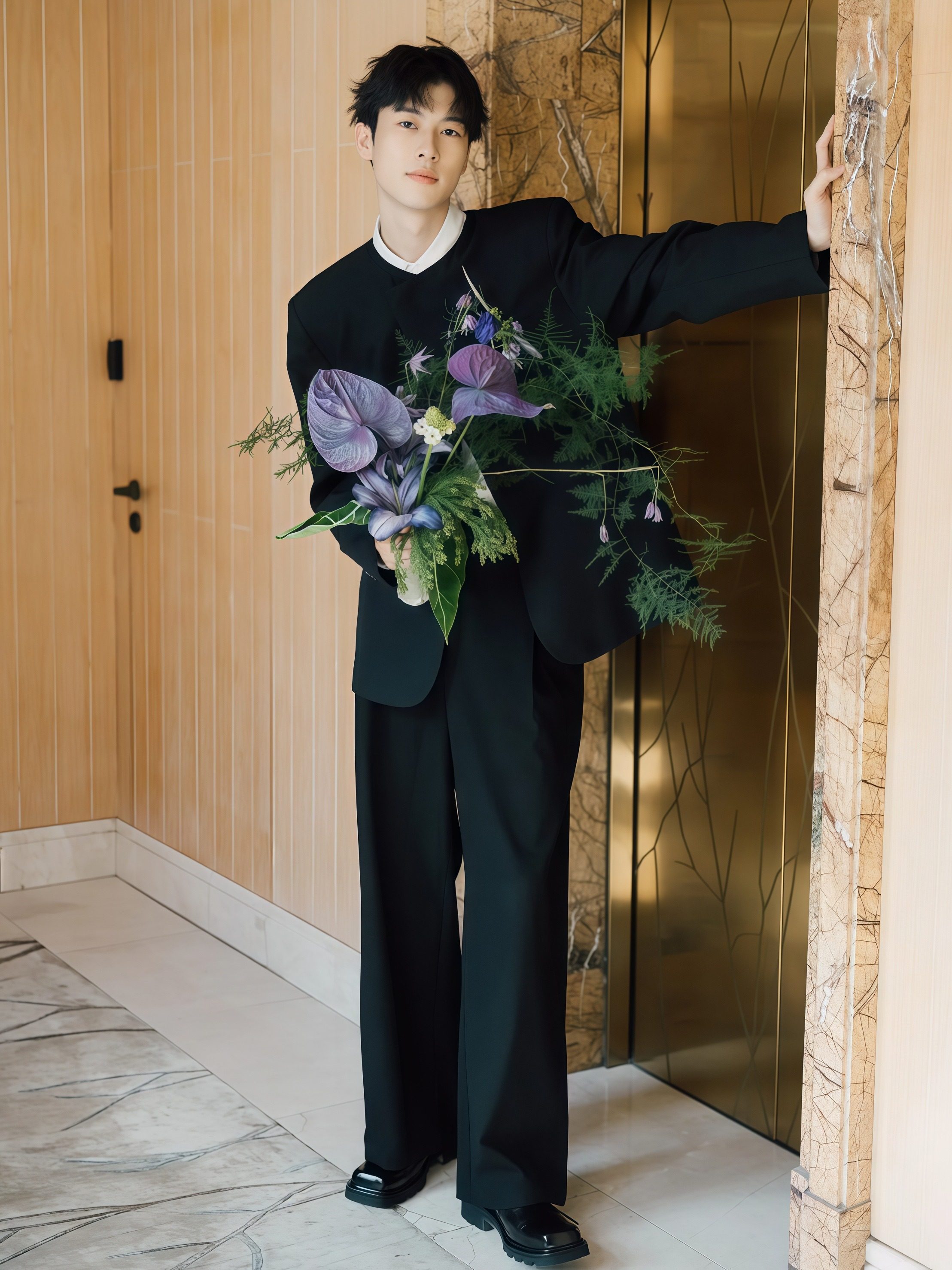 New high-end simple blazer casual and versatile men's round neck suit ...