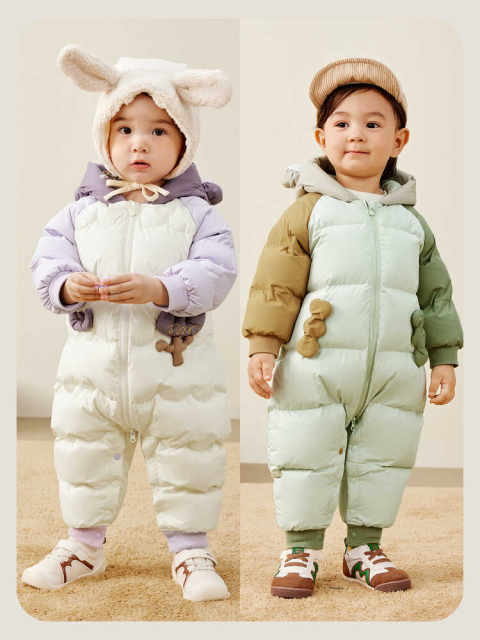 Discount baby down climbing clothes Winter children's baby conjoined ...