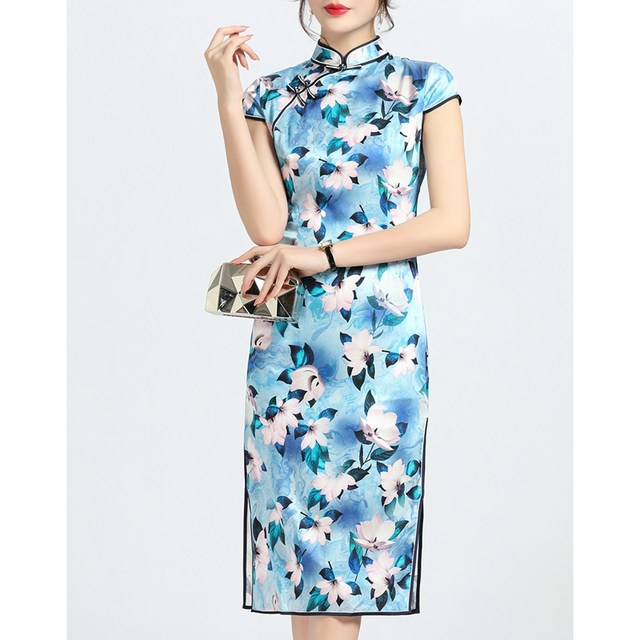 Jinju Sang silk new Chinese style short sleeve standing summer printed ...