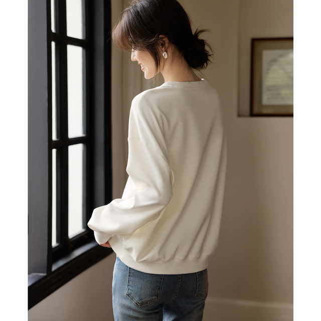 XWI XWI Xinwei satin jacquard stitching texture sweatshirt women's ...