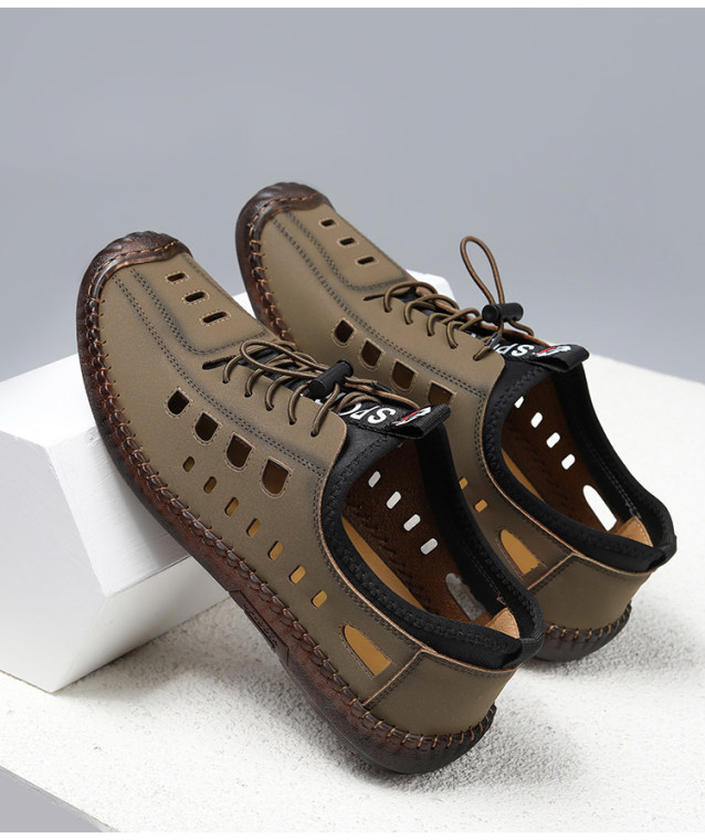 Men's shoes 2024 new summer hollow bag scalp sandals casual tendon ...