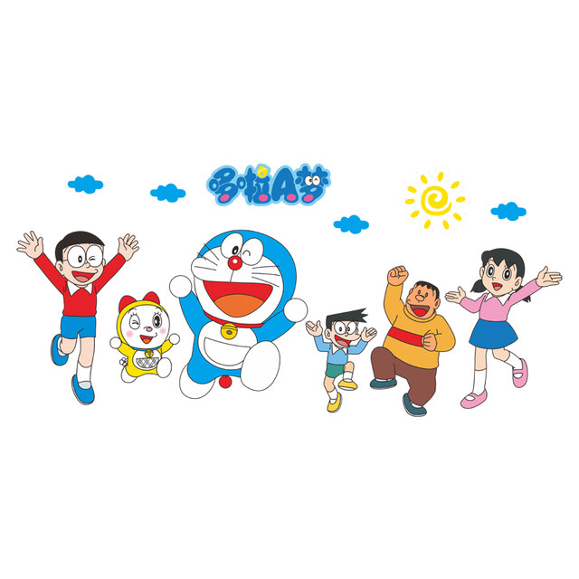 Children's room layout cartoon Doraemon 3D three-dimensional wall ...
