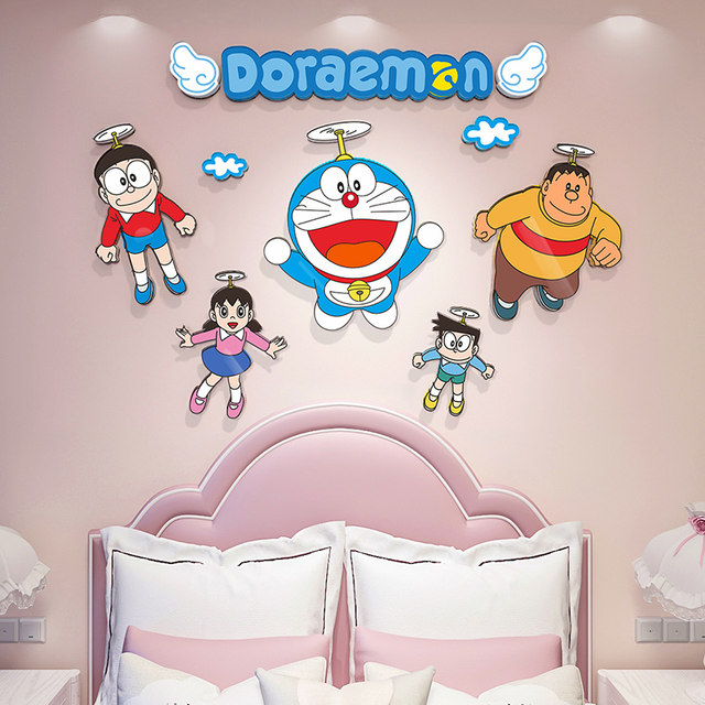 Children's room layout cartoon Doraemon 3D three-dimensional wall ...