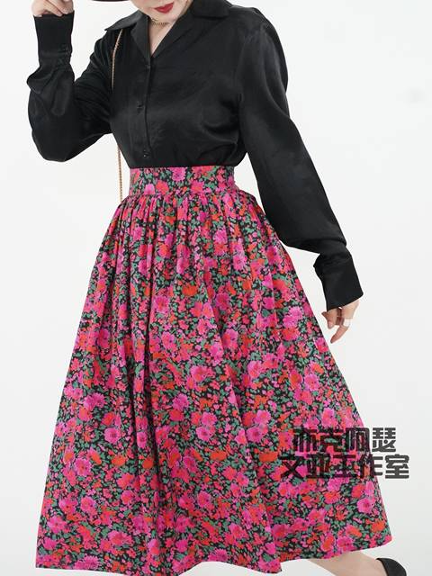 Yike Arthur fine cotton printed tutu skirt floral umbrella skirt mid ...