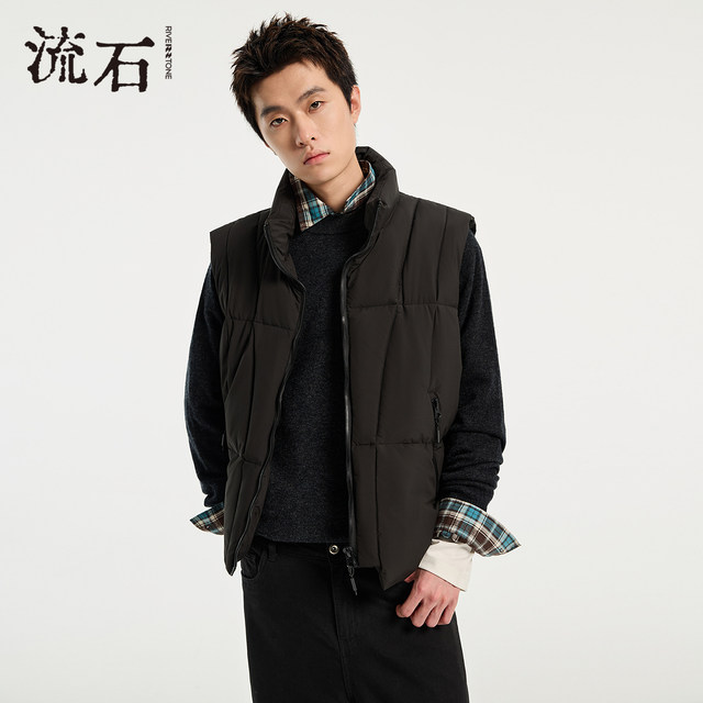 Liushi Men's Establishment Plel vest 2024 Winter new men's warmth and waterproof sleeveless vest ...