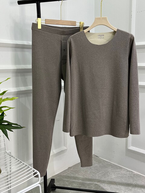 DeRong Seamless Thermal Underwear Men's Plus Velvet Autumn Clothes and ...