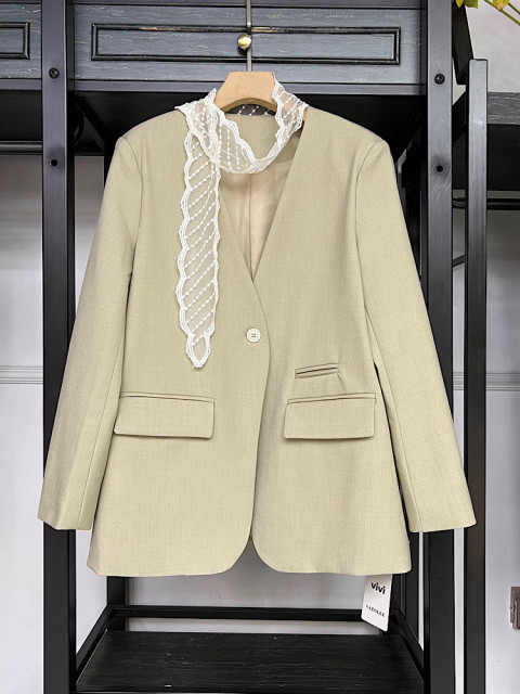 High-end lace streamer suit jacket 5033 temperament V-neck minimalist ...