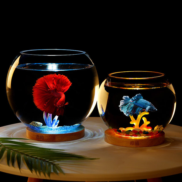 Douyu cylinder mini small glass fish tank living room desktop ...