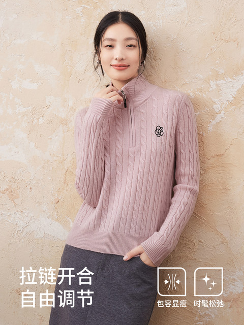 FINITY FINITIDI Knitted Sweater 2025 Spring New Half High Neck ...