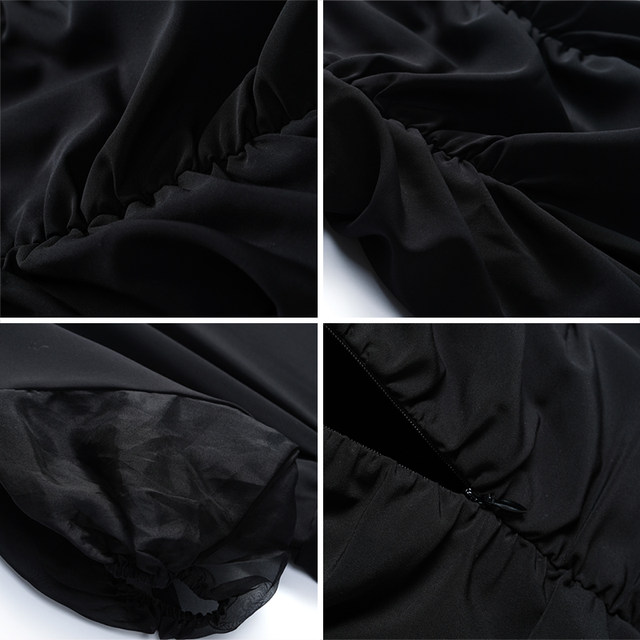MIUCO large size elegant round neck splicing mesh bubble sleeve high ...