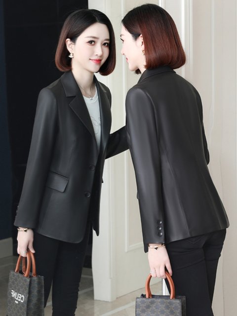 Leather leather jacket Women's spring and autumn new slim slim small ...