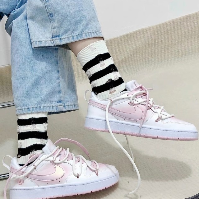 Customized sneakers Nike Court Borough Steam Puppet Peach Girl Pink ...