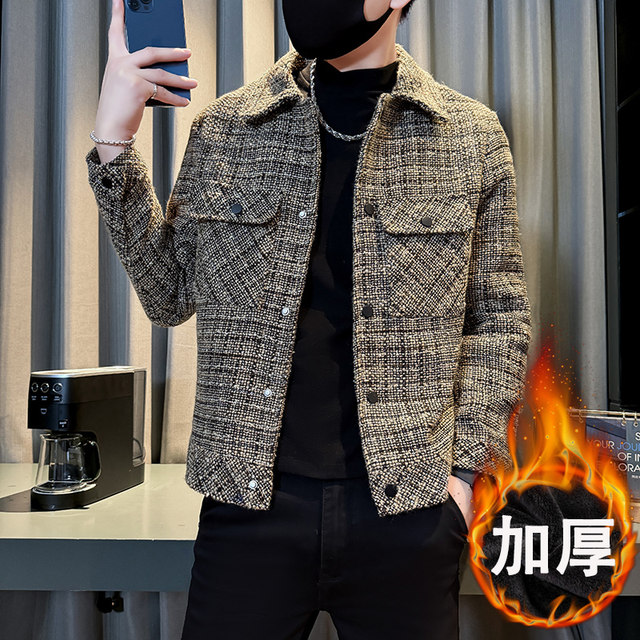 Autumn and winter woolen woolen jacket men's high -end tide brand ...