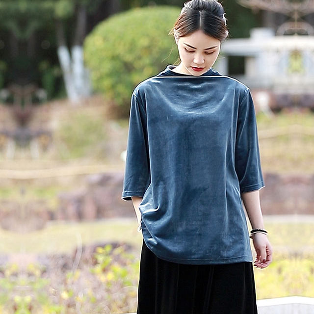 Gold velvet women's tops, autumn fashion, noble and foreign styles ...