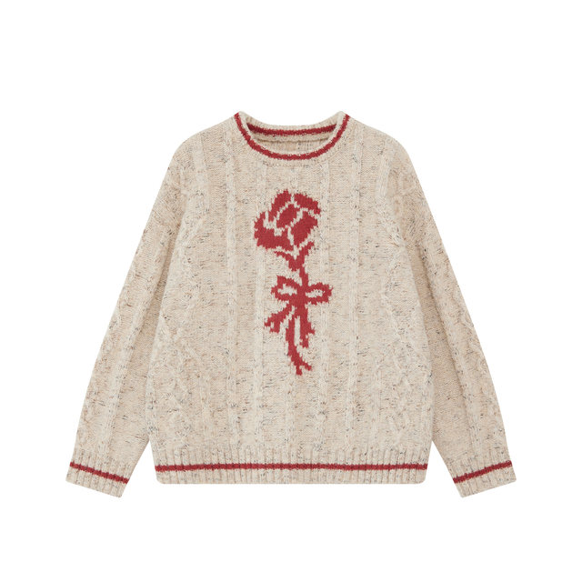 Physics Boy Series Rice Krispie Story Contrast Color Cable Pullover Sweater